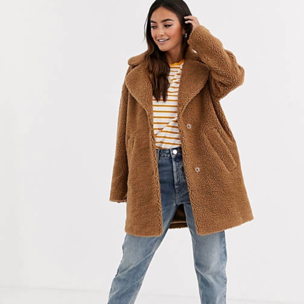Abercrombie & Fitch Teddy Coat- Light Brown Sherpa - Gem
